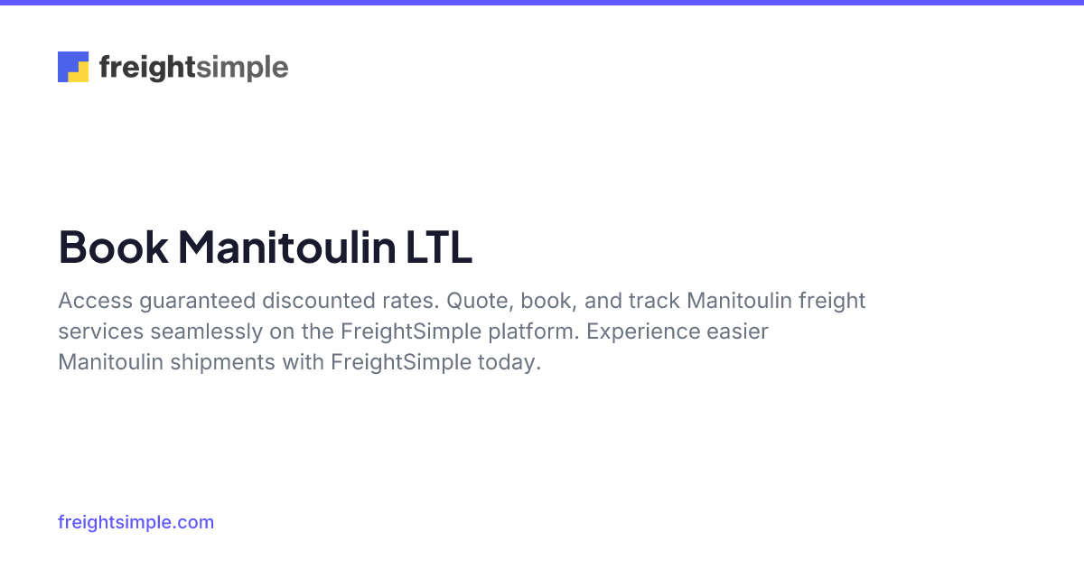 Book Manitoulin LTL - FreightSimple