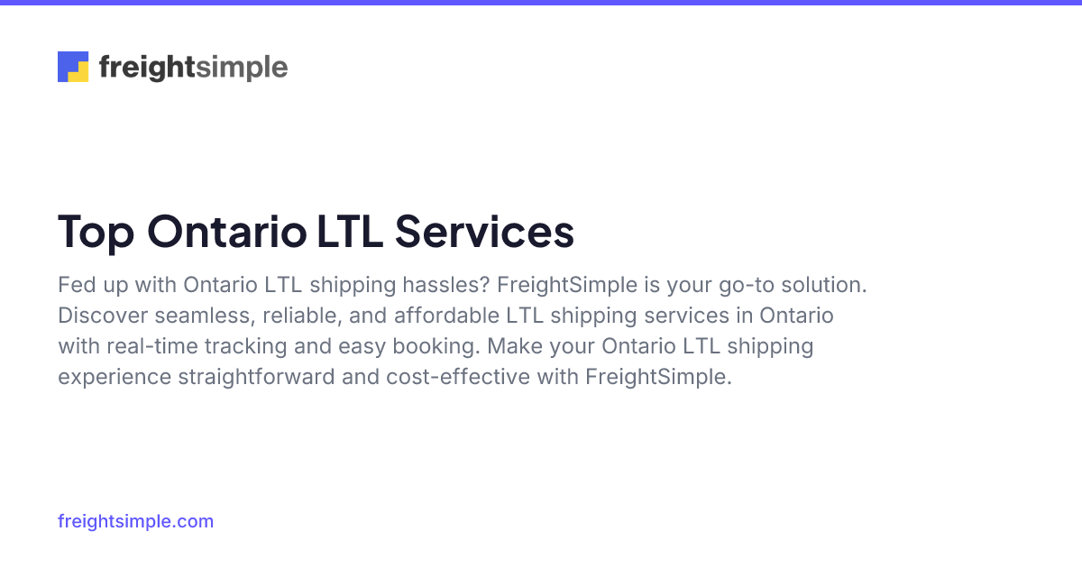 Top Ontario LTL Services - FreightSimple