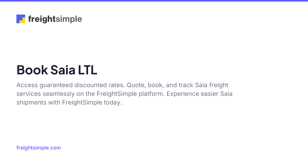 Book Saia LTL - FreightSimple